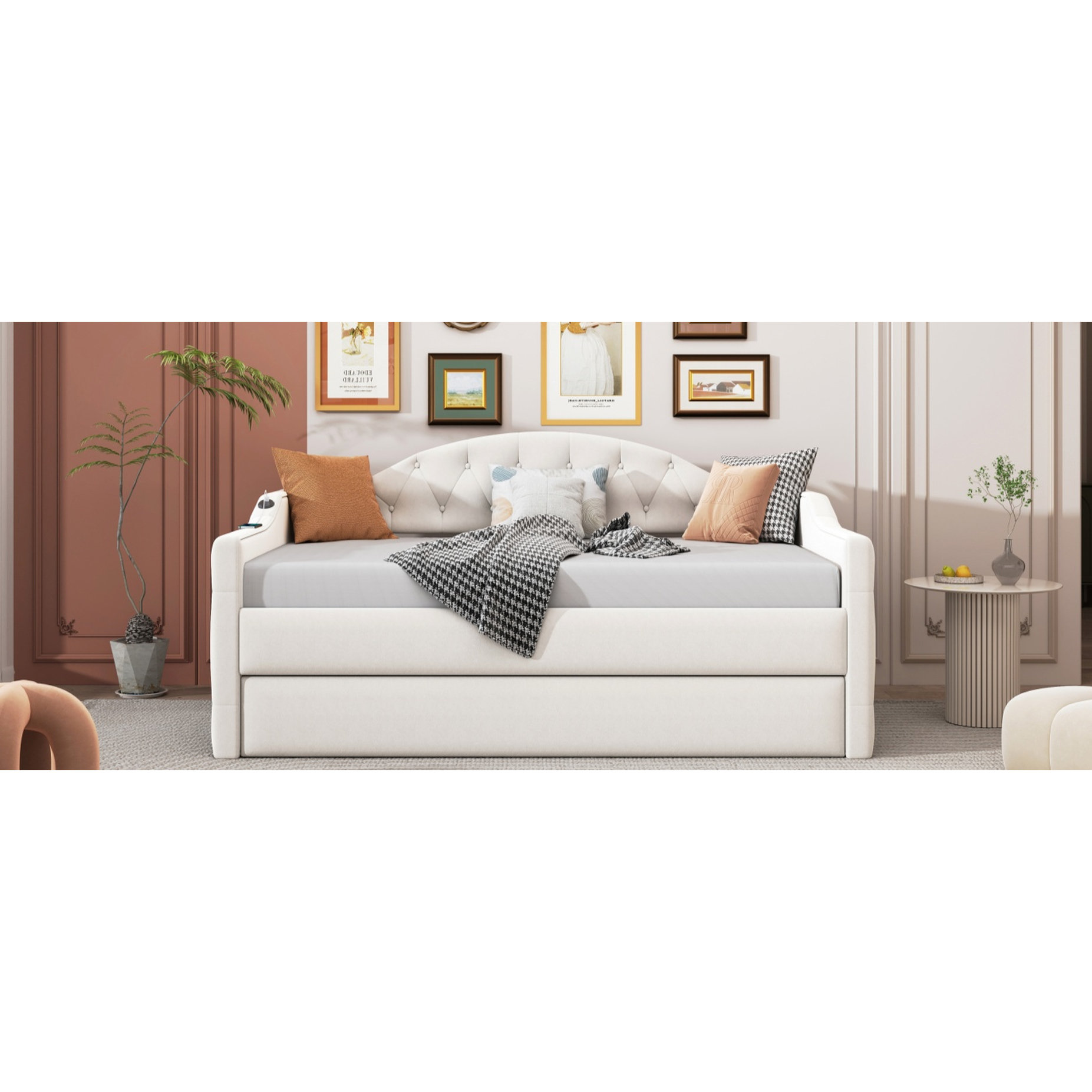 House of Hampton® Twin Size Velvet Daybed With Trundle And &type-c ...