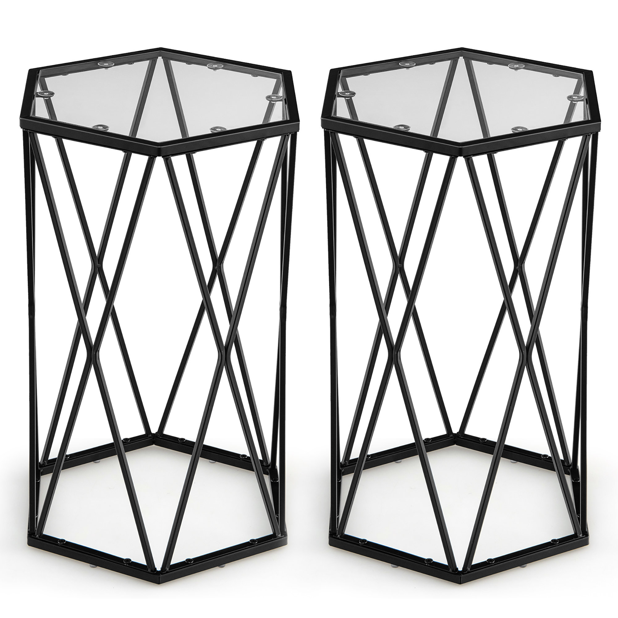 Wrought Studio™ Arshaluys Glass Frame End Table Set | Wayfair