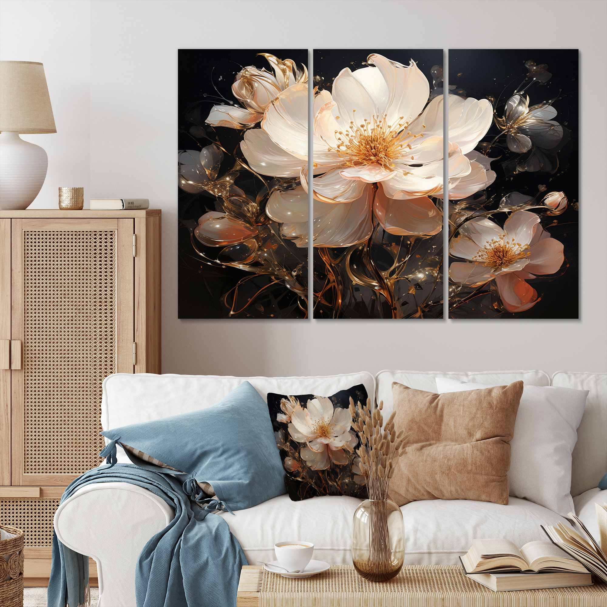 Rosdorf Park Liquid Flower Art Tender White And Light Pink VII ...