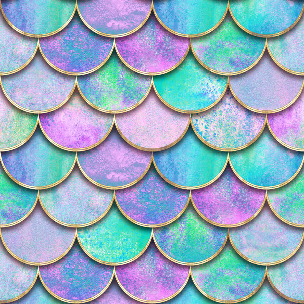 Orren Ellis Mermaid Fish Scale On Canvas Print | Wayfair