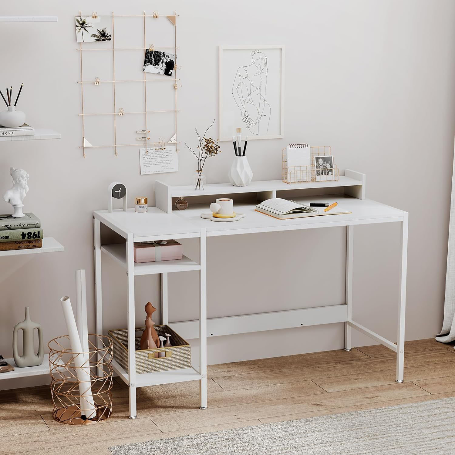 Ebern Designs Gaming Computer Desk,Home Office Desk With Monitor Stand ...