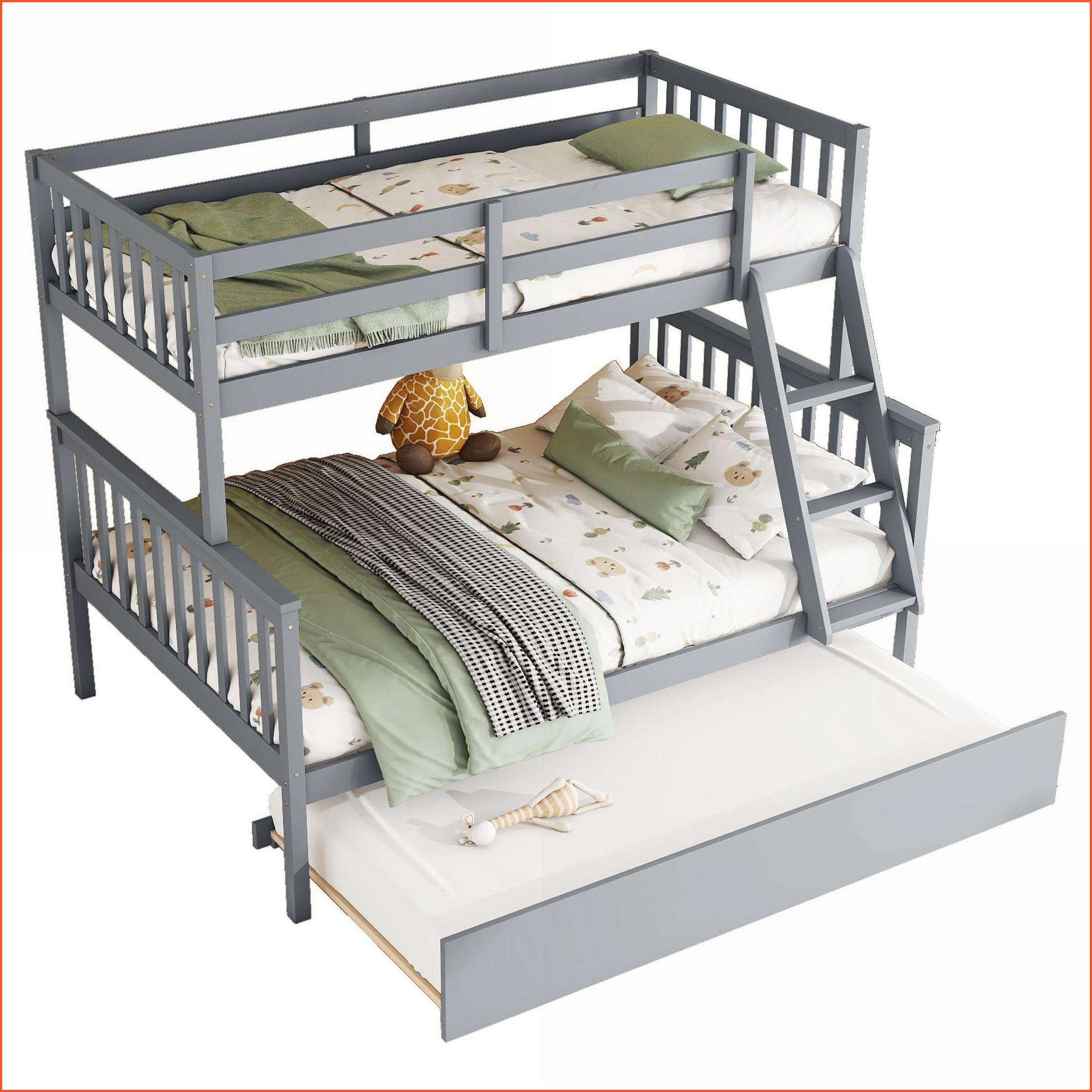 Latitude Run® Twin Over Full Rubber Wood Detachable Bunk Bed with ...