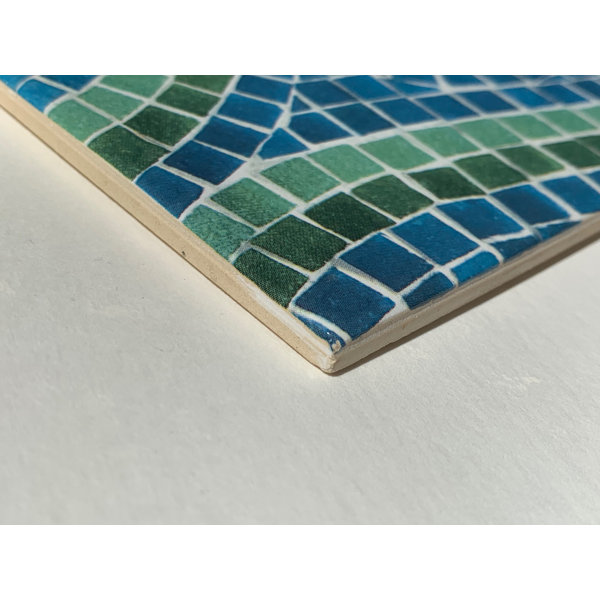 Imagine Tile, Inc. 8" x 8" Ceramic Wave Decorative Accent Tile in Blue ...