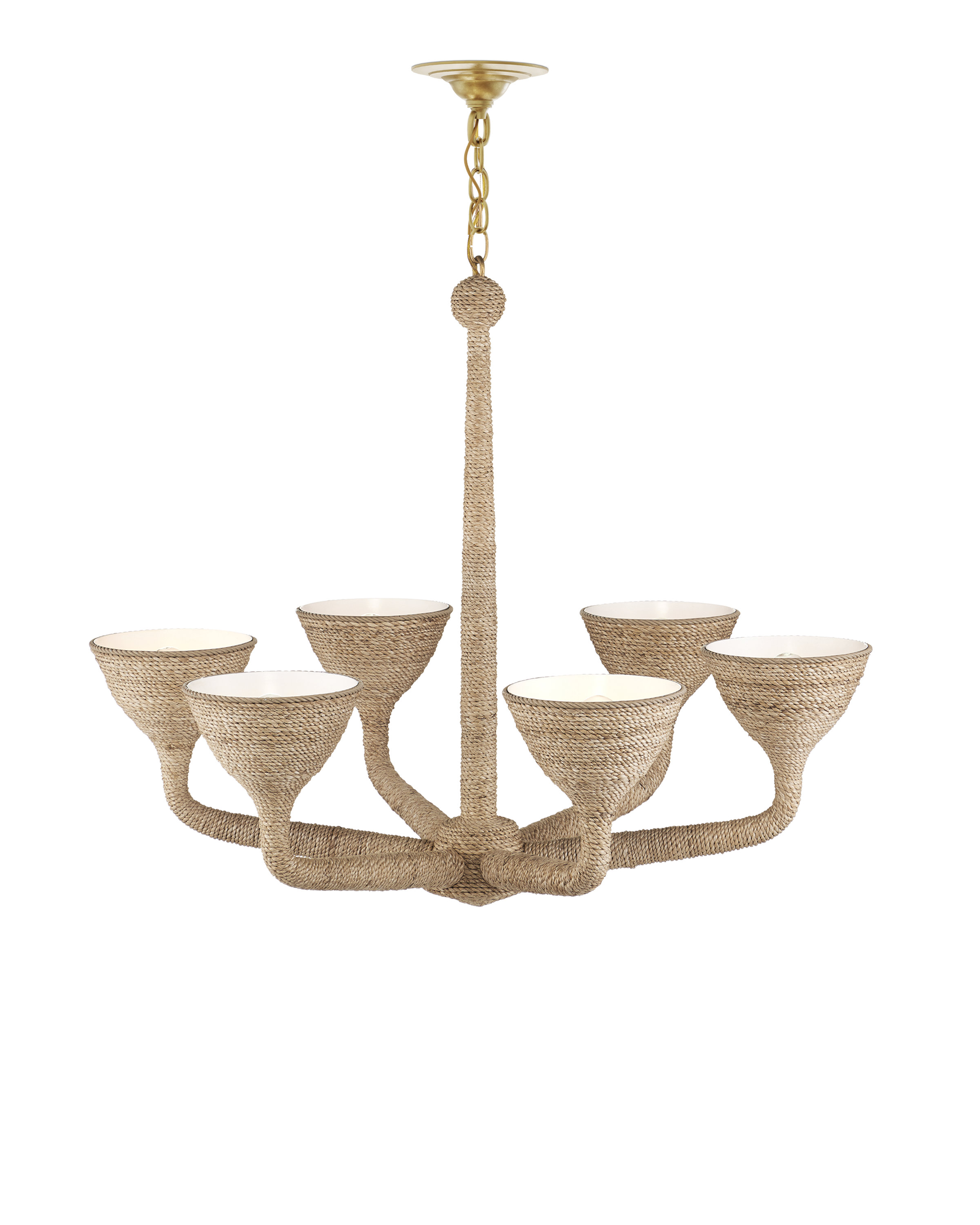 Currey & Company Marbella 6 - Light Abaca Rope/Wrought Iron Chandelier ...