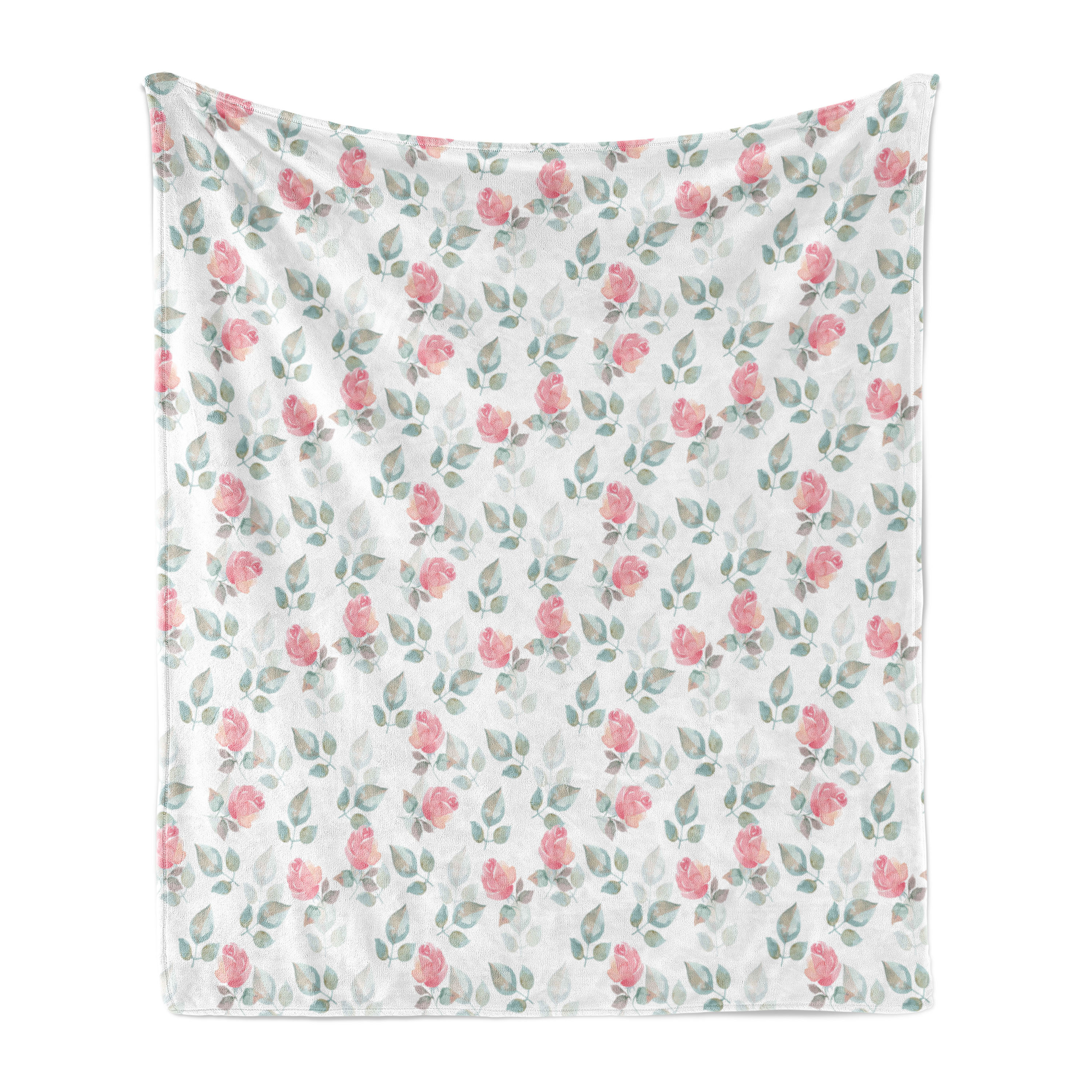 Ambesonne Floral Fleece Throw Blanket Rose Petals Blossoms Pale Pink ...
