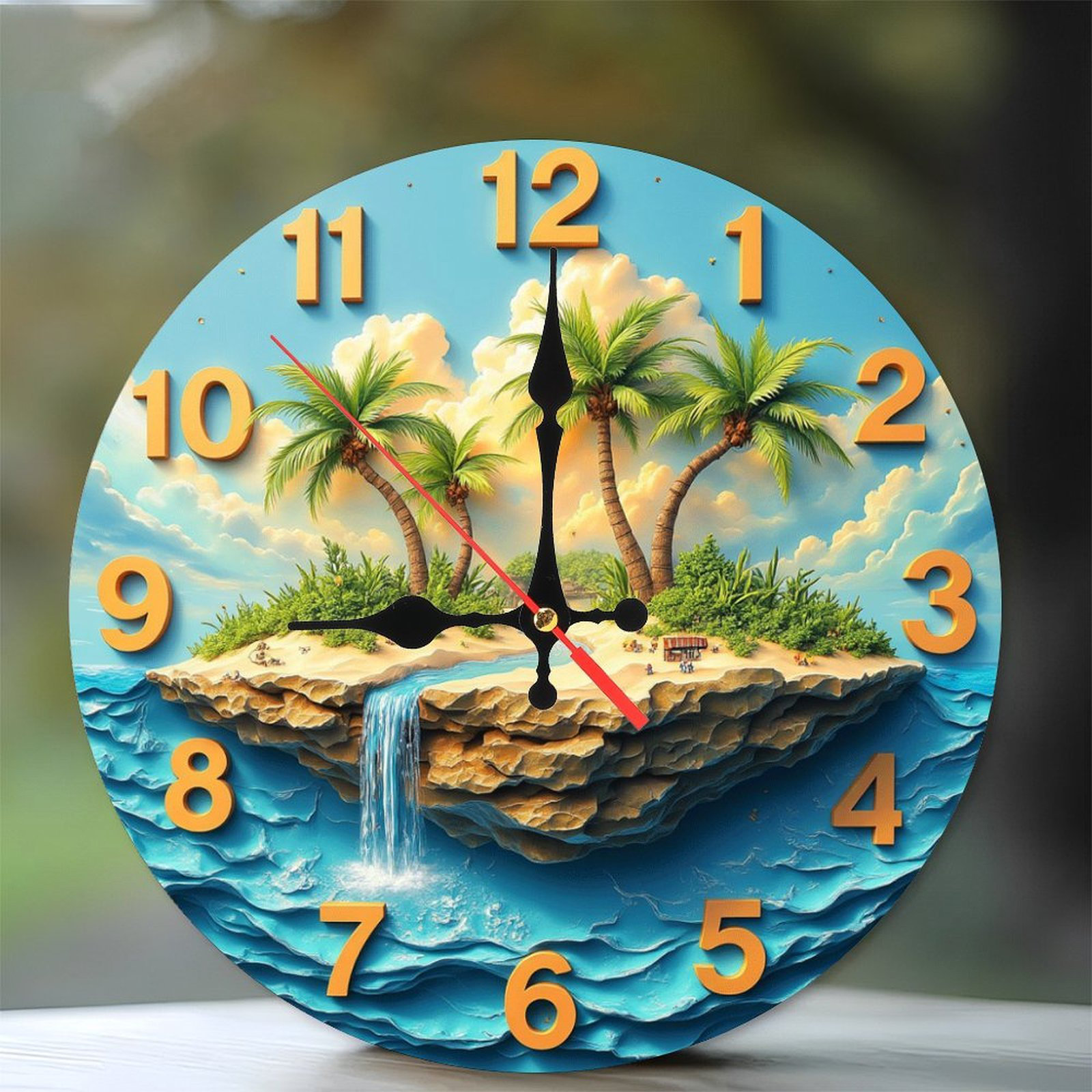 Bay Isle Home™ Tropical Island Waterfall Clock Wall Decor | Wayfair