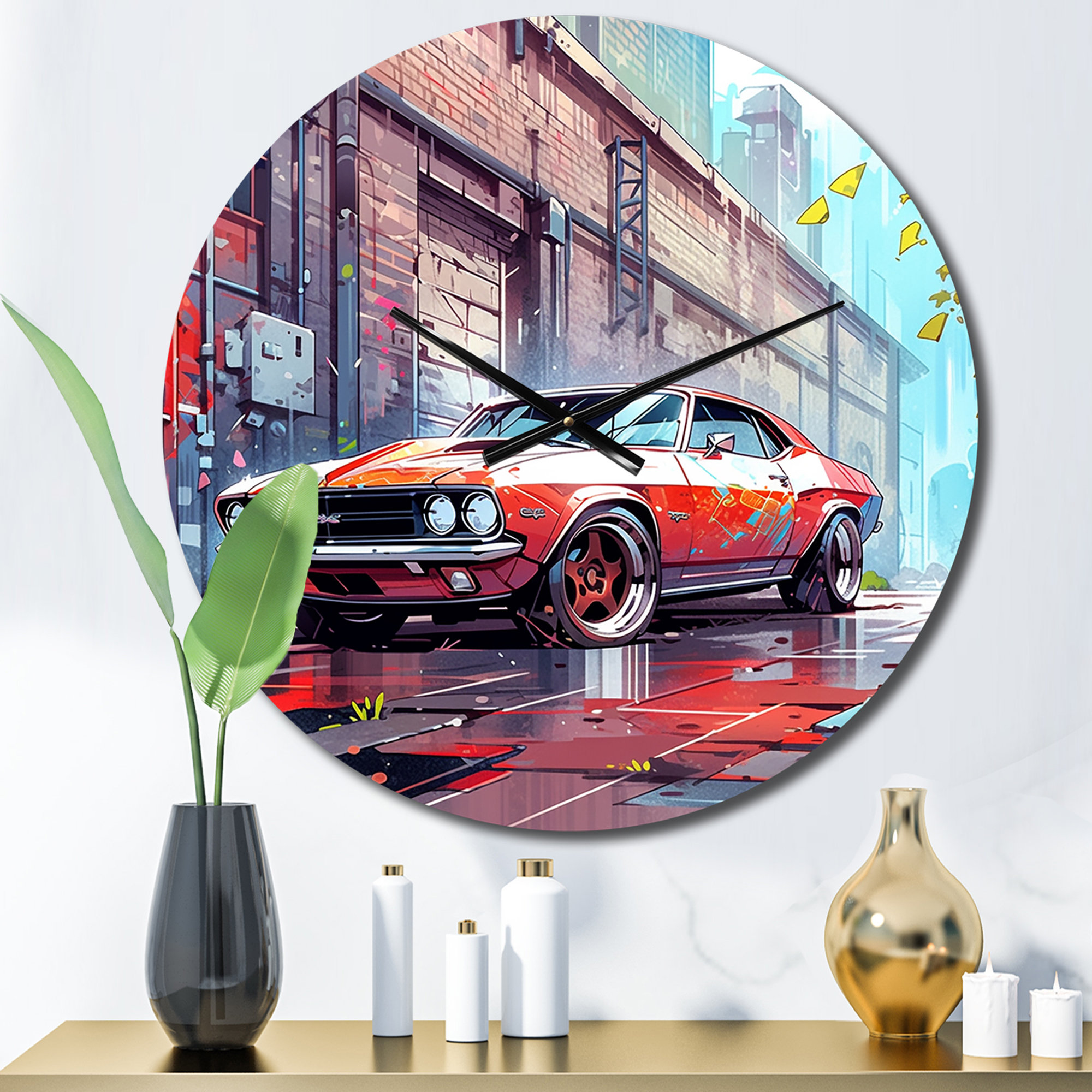 Winston Porter Graffiti Muscle Car II - Car Muscle Car Wall Clock | Wayfair