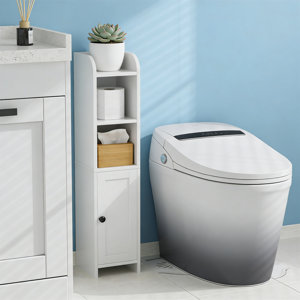 Latitude Run® Small Corner Bathroom Floor Cabinet With Door & Shelves ...