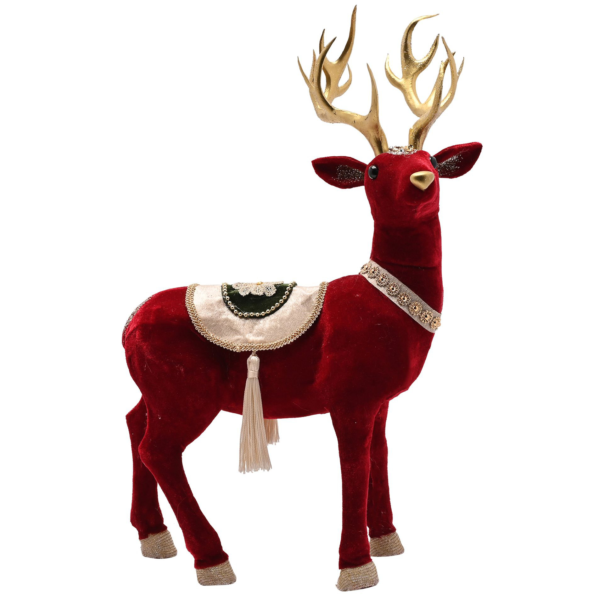The Seasonal Aisle Red Velvet Standing Deer Figurine | Wayfair.co.uk