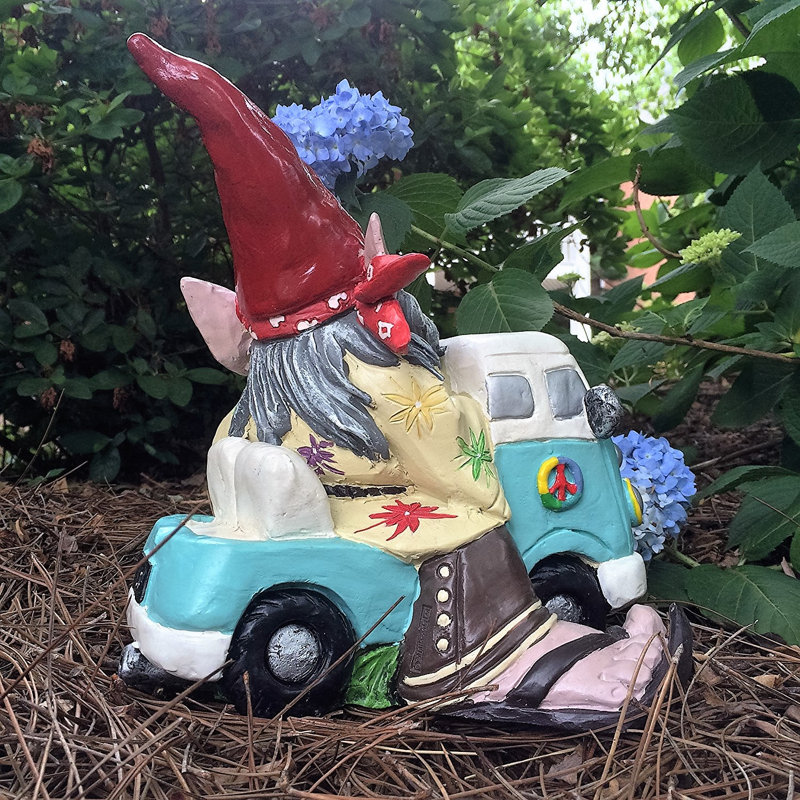 HomeStyles Nowaday Gnome Hippie Jerry "Peace Man" on VW Bus Garden ...