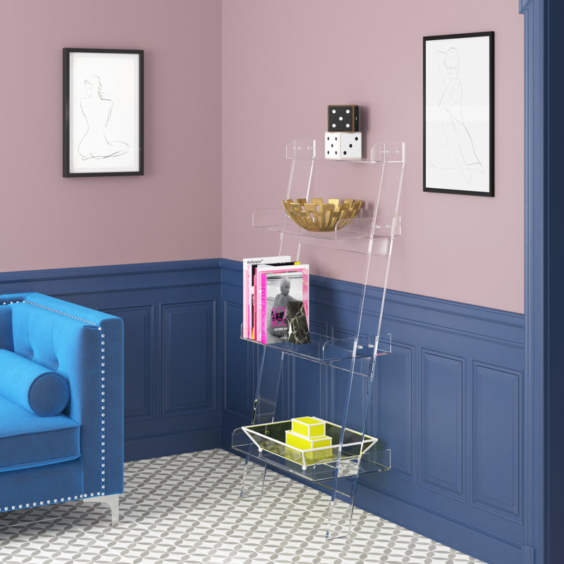 Etta Avenue™ Cicely 55" H x 24.4" W Plastic Ladder Bookcase with Bins ...