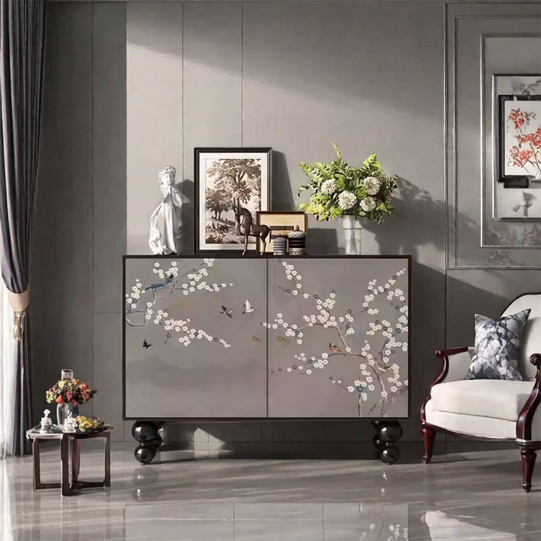 interanest Walnut Wood Storage Cabinet with Spacious Shelves - Wayfair ...