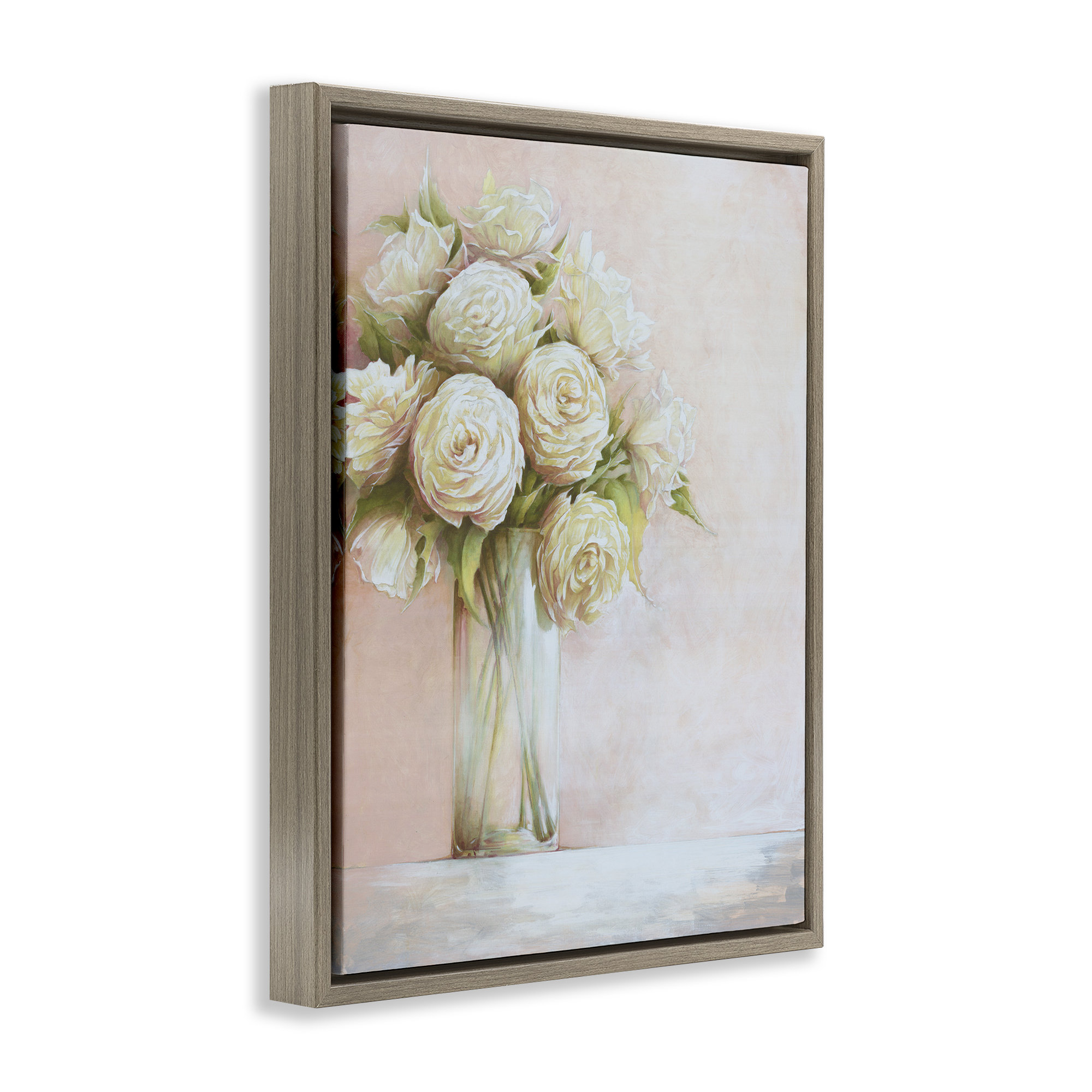 Red Barrel Studio® Romantic Roses Bouquet Framed Floater Canvas Wall ...