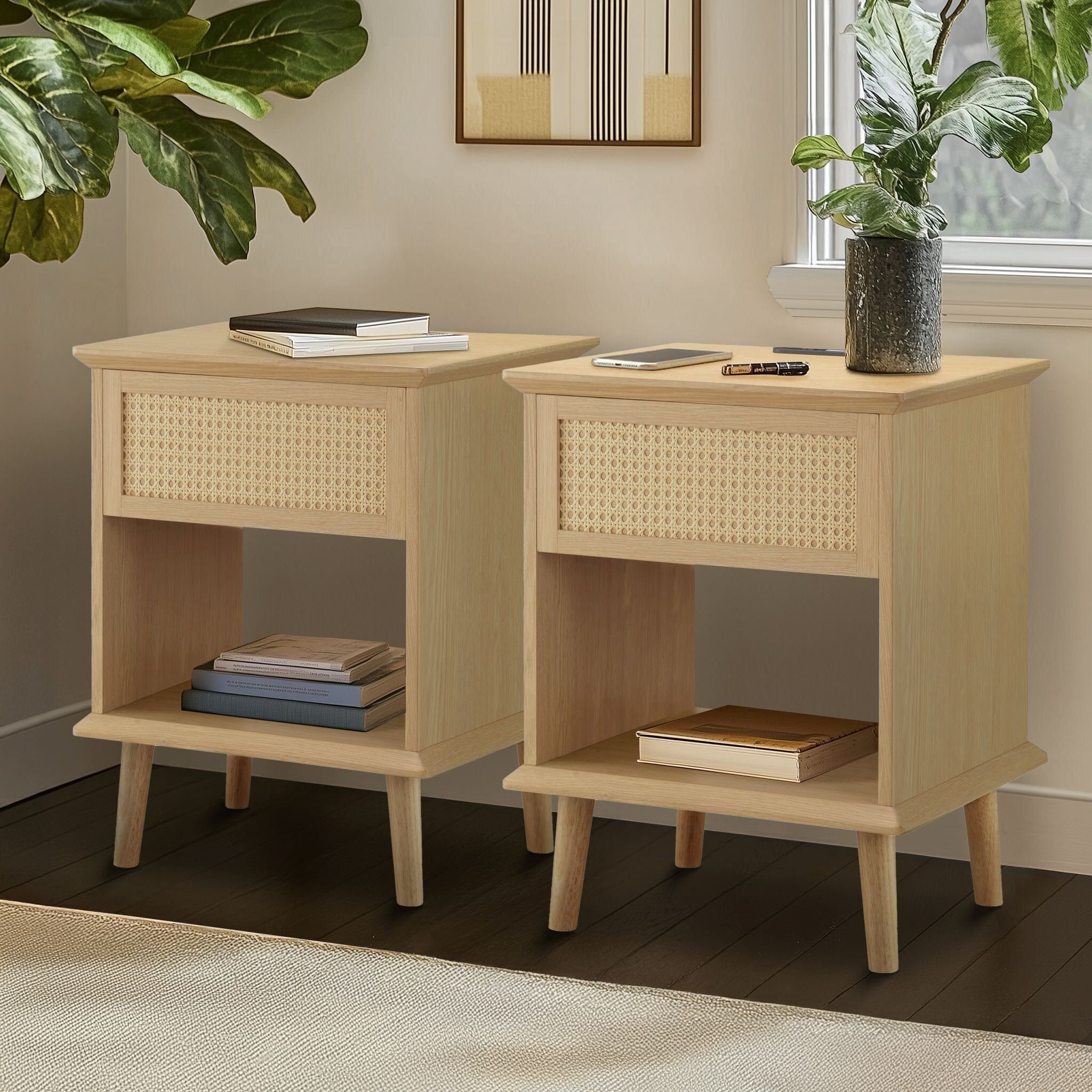 Bay Isle Home™ Corniyah Teagan Rattan Accent Side Table With Drawer ...