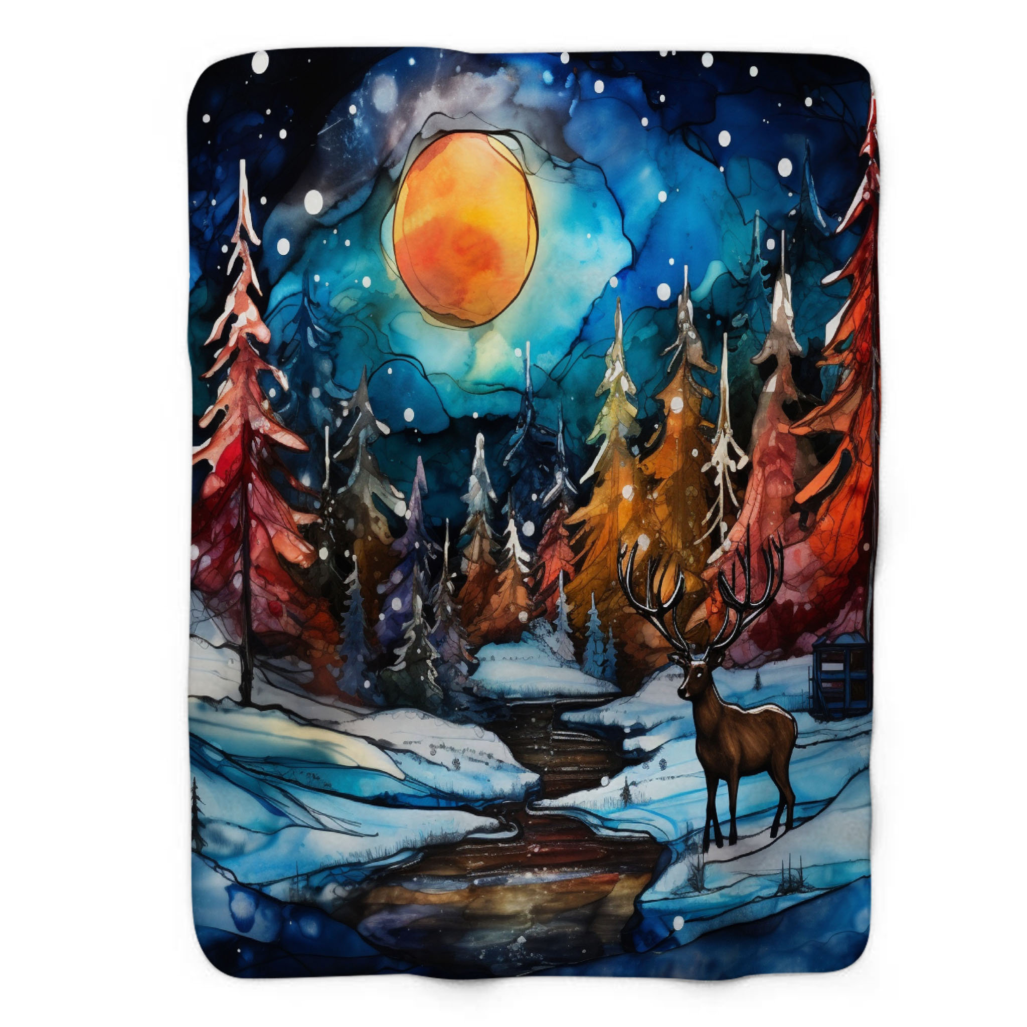 MentionedYou Cold Ink Scenery - 1 Piece Premium Sherpa Blanket | Wayfair