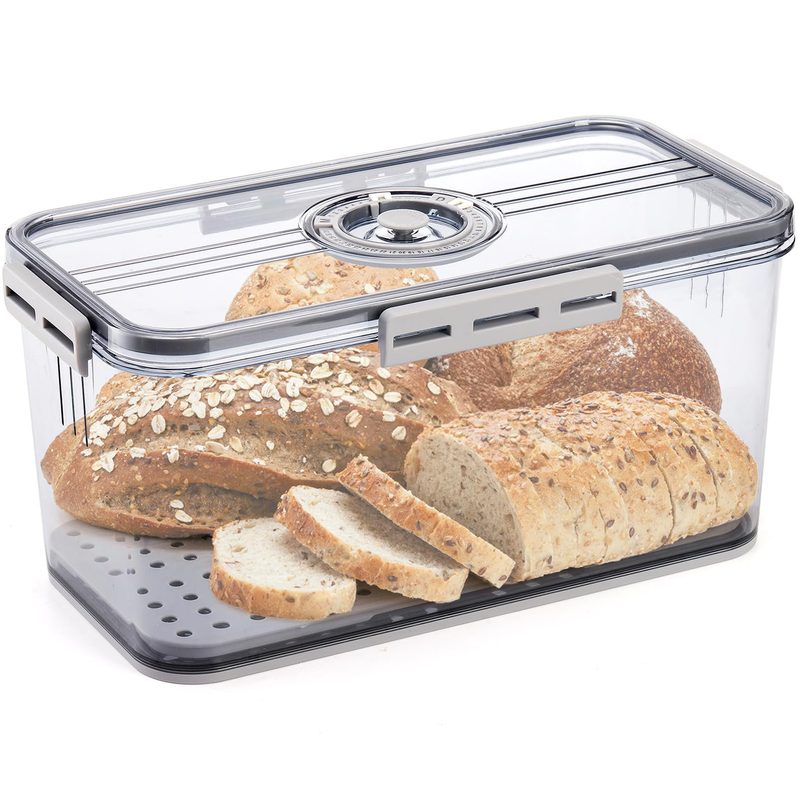 Prep & Savour Bread Box For Kitchen Countertop, Airtight Bread Storage Container, Time Recording ...