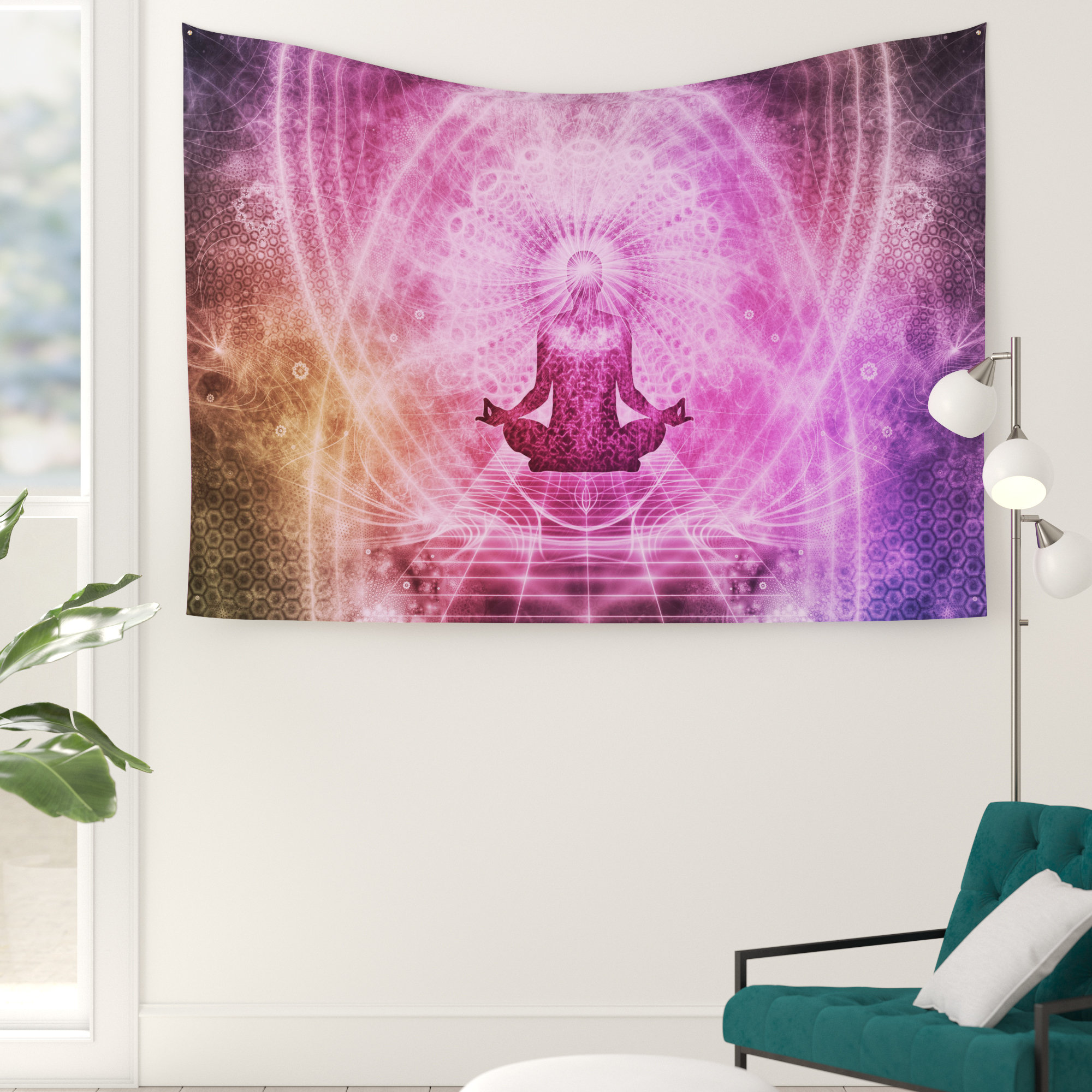 Rebrilliant Polyester Psychedelic Meditation Wall Art Tapestry with ...