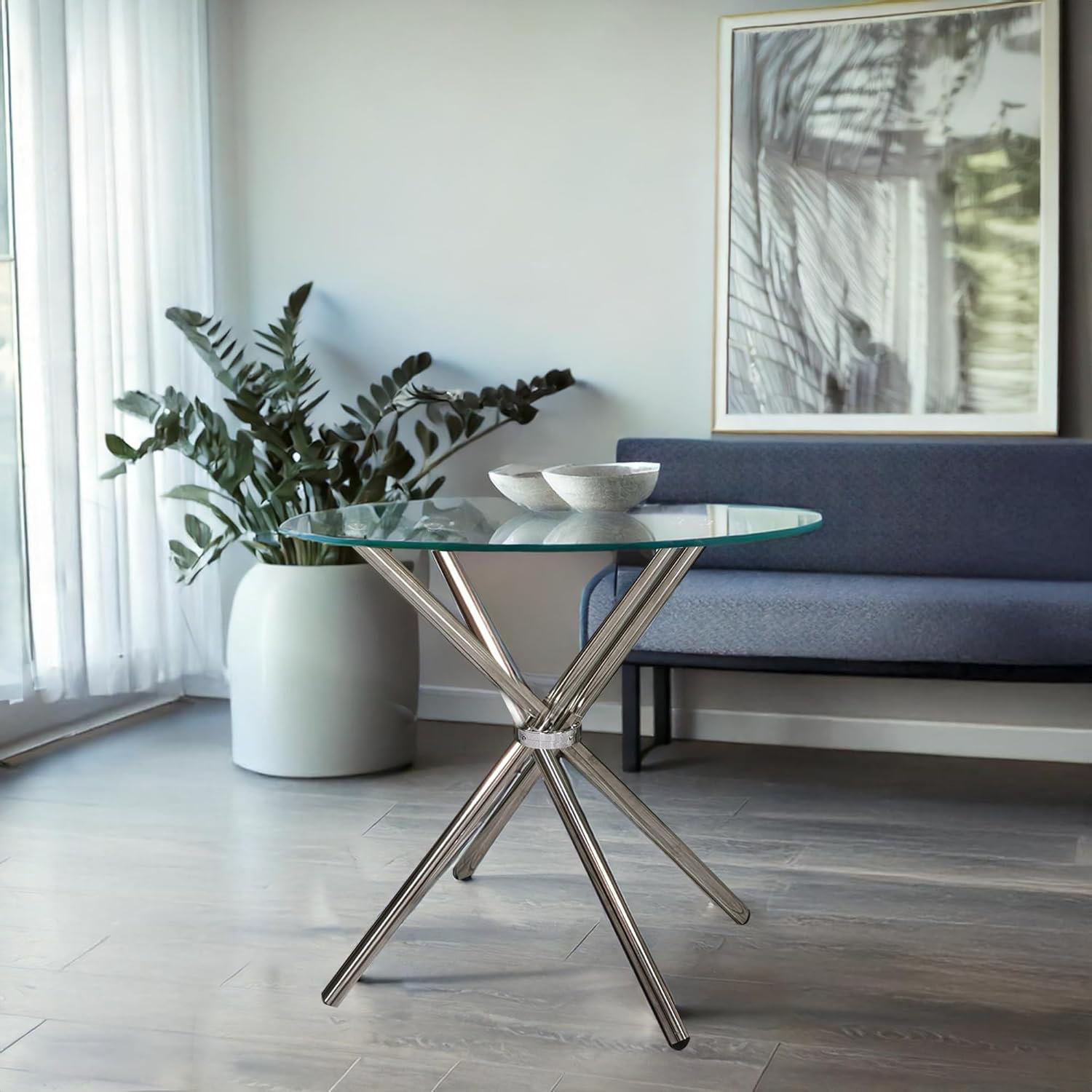 Wrought Studio™ Flat Round Hydra Breakfast Table, Clear 1/2" Thick ...