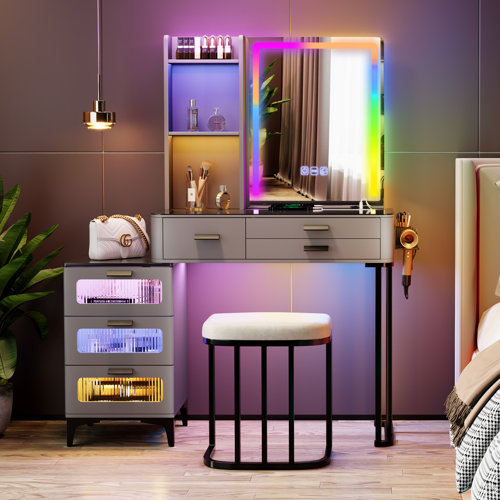 Gray Makeup Vanities You'll Love | Wayfair