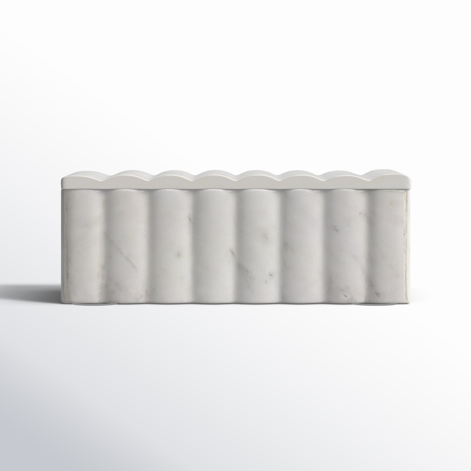 Joss & Main Neutral White Marble Storage Box Contemporary Textured - 7 ...