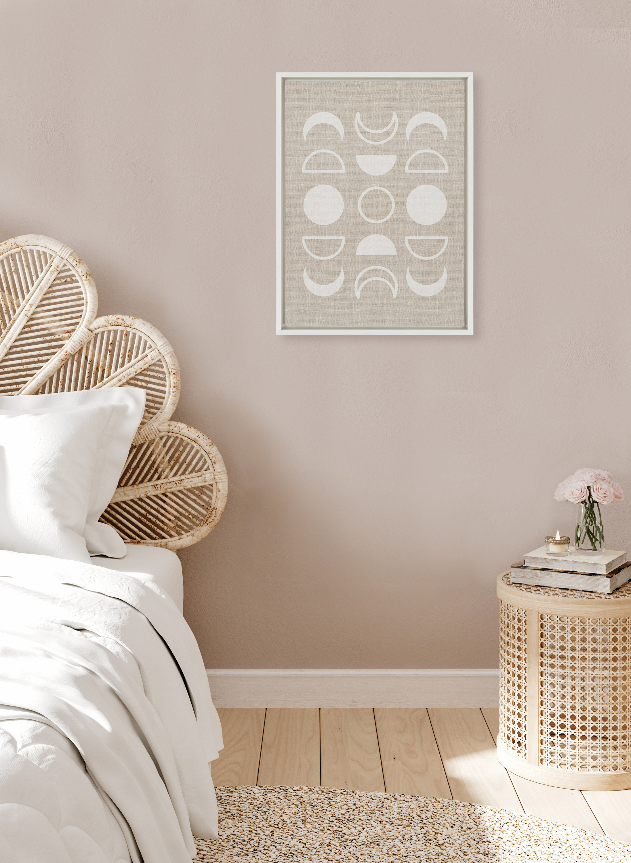 Ivy Bronx Red Barrel Studio® Sylvie Monochromatic Neutral Moons Burlap ...