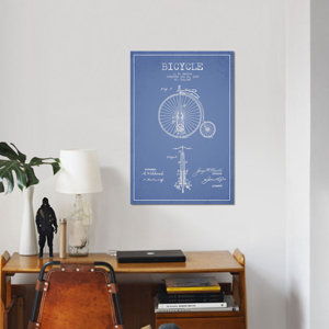 East Urban Home " G.W. Marble Bicycle Patent Sketch (Light Blue) " by ...