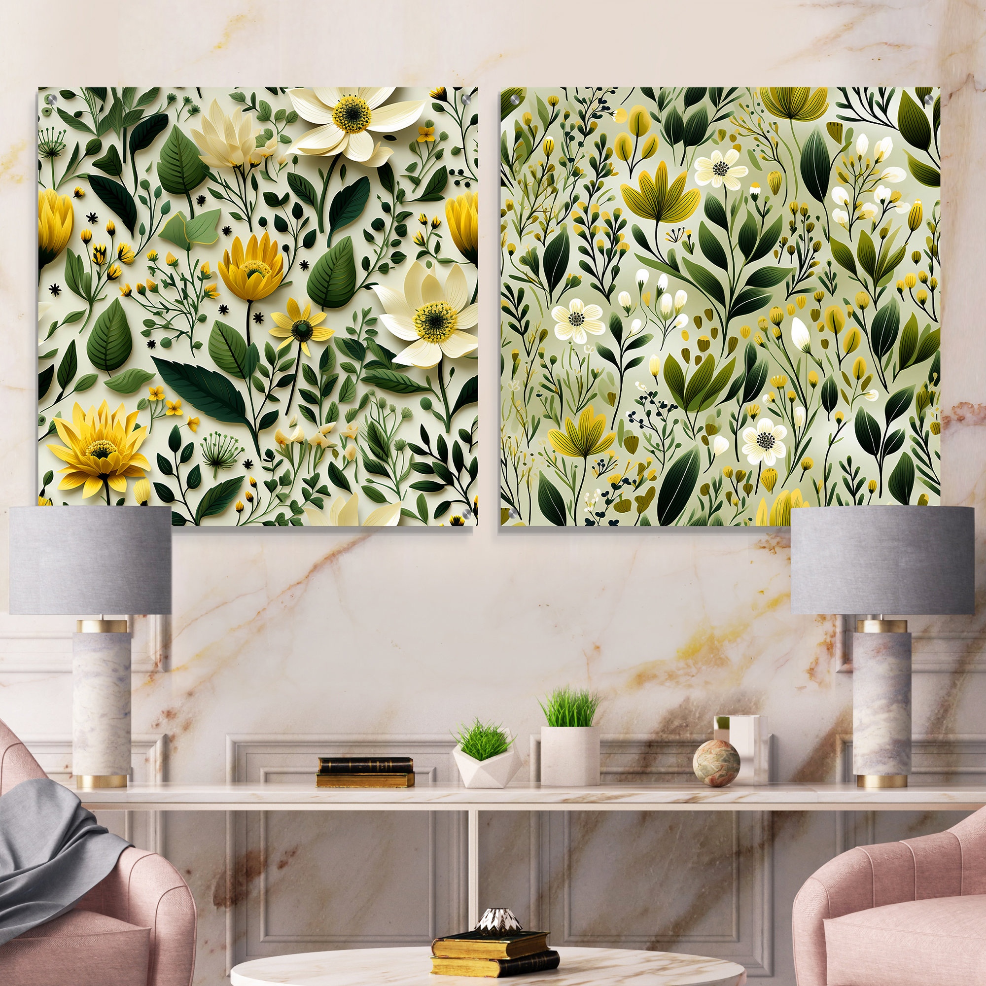 Design Art Meadow Greenery Botanical Green - Abstract Botanicals ...