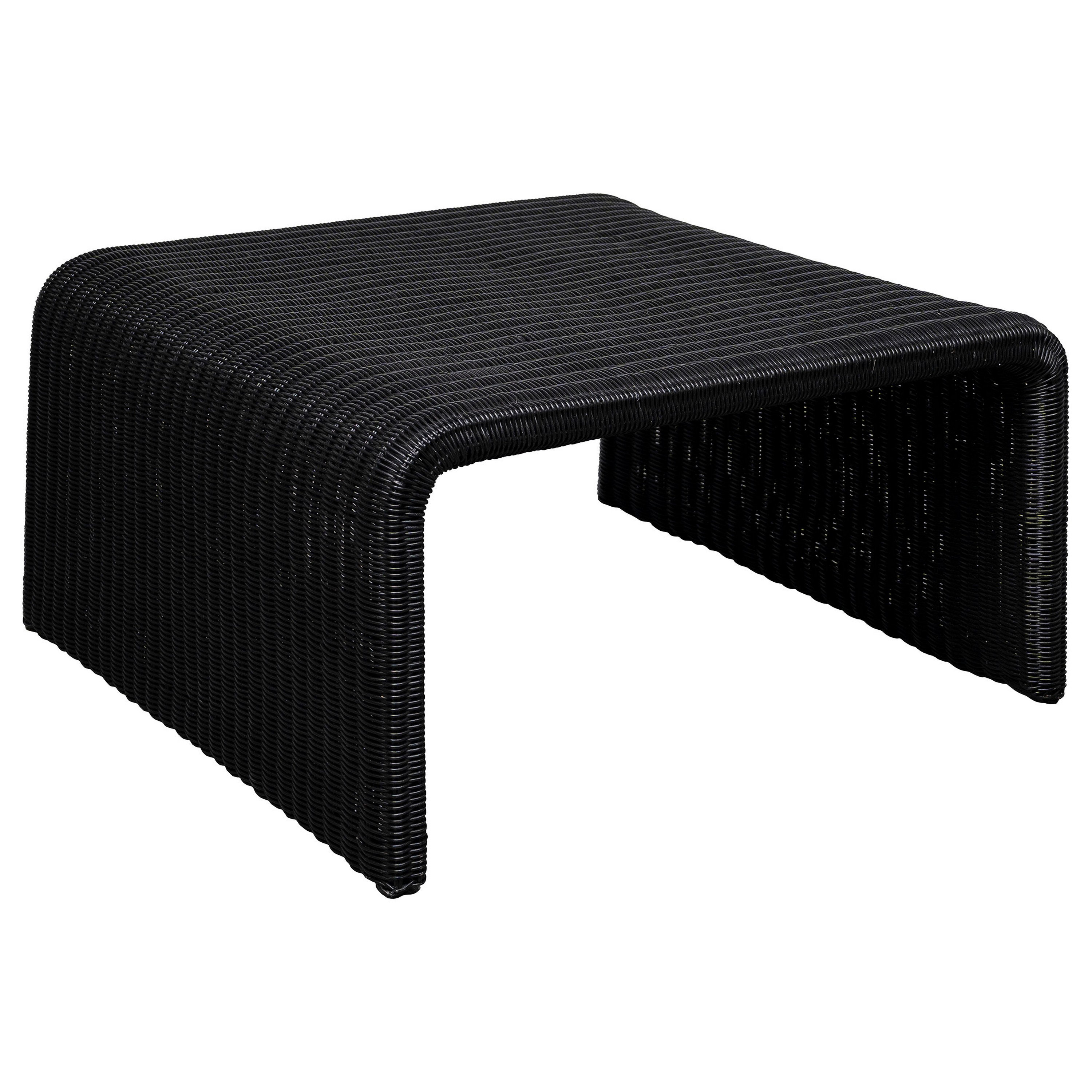 Brayden Studio Gigi 36 Inch Coffee Table, Black Woven Rattan, Square ...