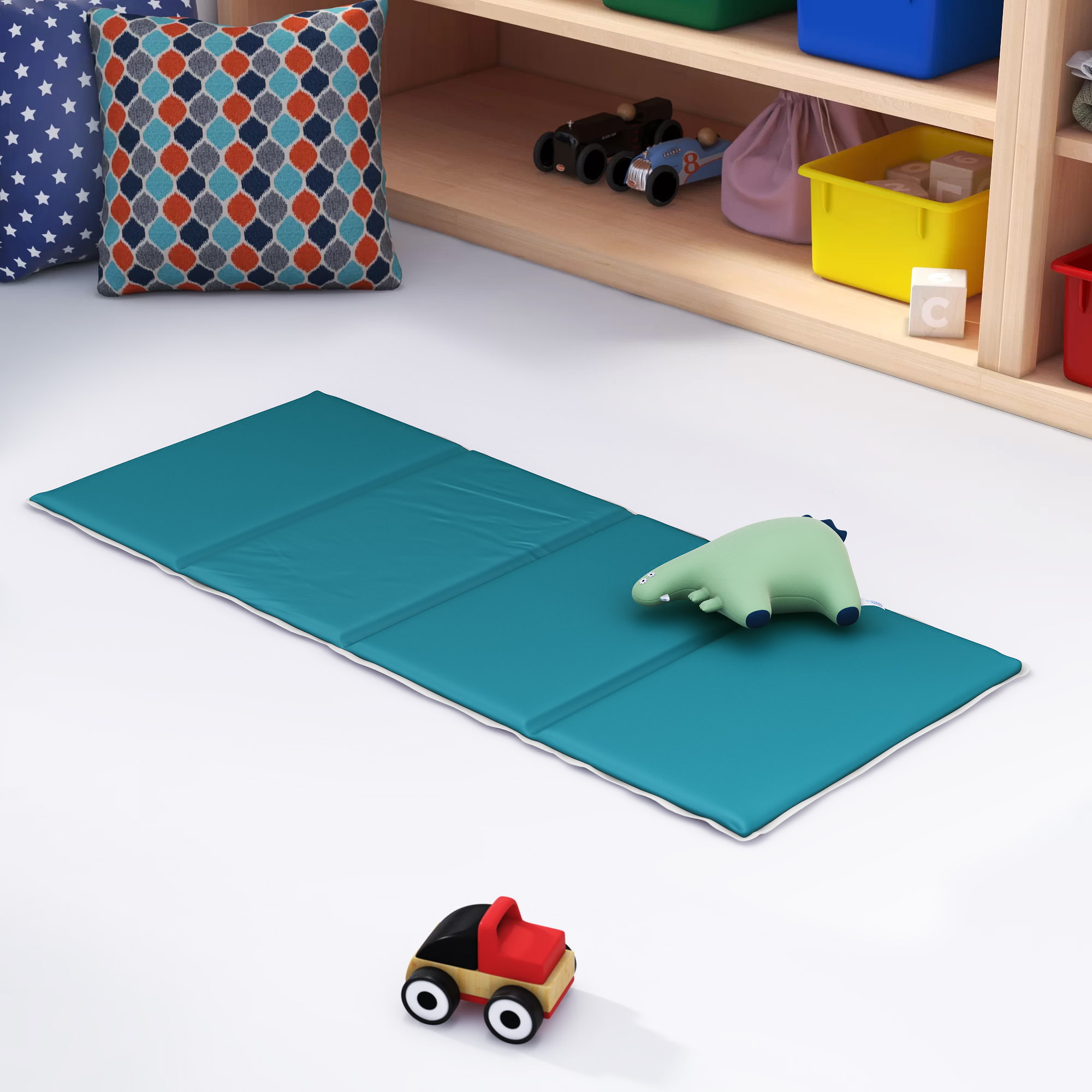 Children's Factory 0.75" Thick Folding Nap Mat with Built-in Pillow ...