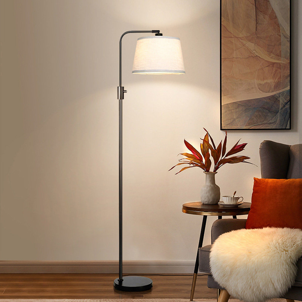 Latitude Run® Modern Arc Floor Lamp with Linen Shade and 3 Colours LED ...