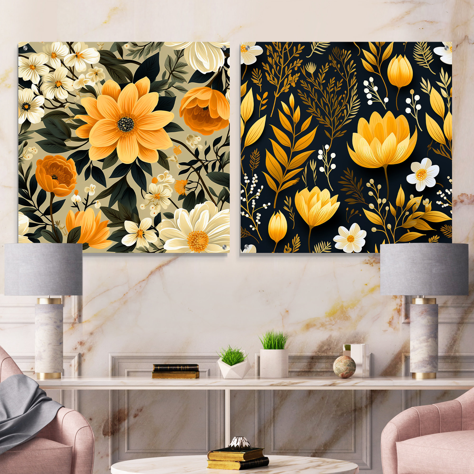 Design Art Retro Floral Revival Botanical Pattern - Abstract Botanicals ...