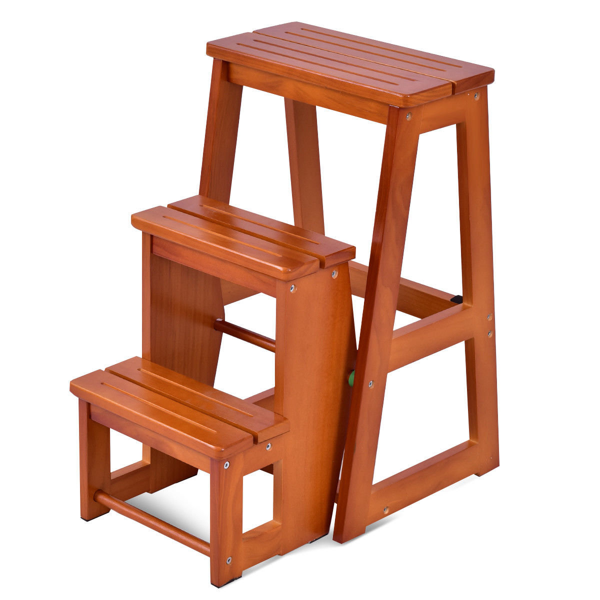 Alcott Hill® Cantrell Folding 3 Step Wood Step Stool with 200 lb. Load ...