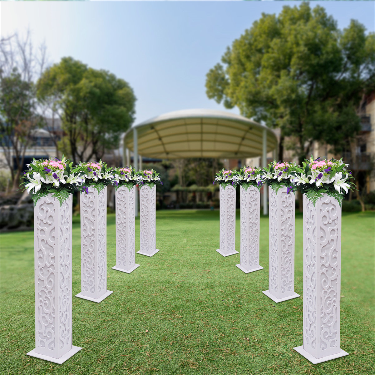 YYBSH Wedding Column Carved Pillar Decoration Flower Stands with LED ...