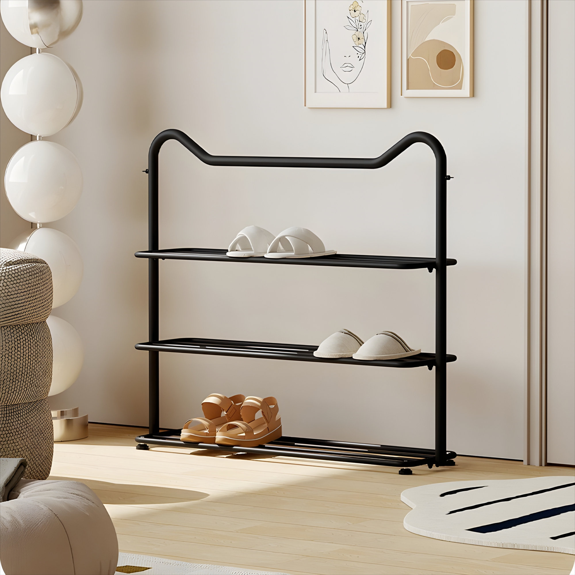 Red Barrel Studio® Multi Layer Wrought Iron Shoe Rack For Household Use ...