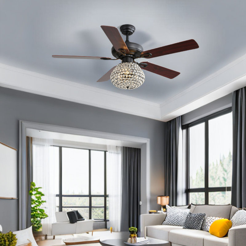 House of Hampton® Kalan 5 - Blade Chandelier Ceiling Fan with Remote ...