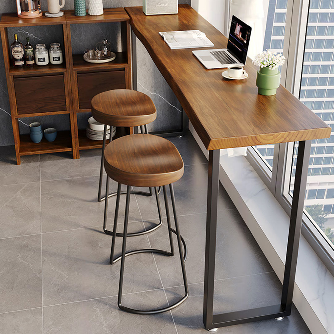 17 Stories 3 Pieces Brown Rectangular Solid Wood Bar Table set | Wayfair