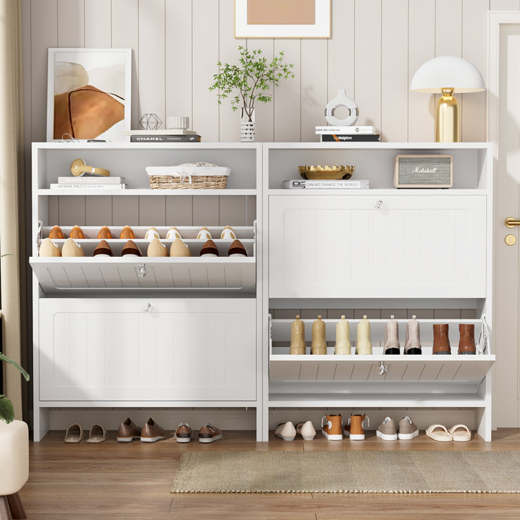 Ebern Designs 4 Flip-Out Drawer Shoe Cabinet | Wayfair
