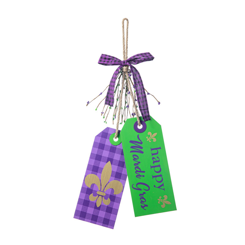 The Holiday Aisle® 25.5"H Happy Mardi Gras Day Wooden Bookmark Door ...