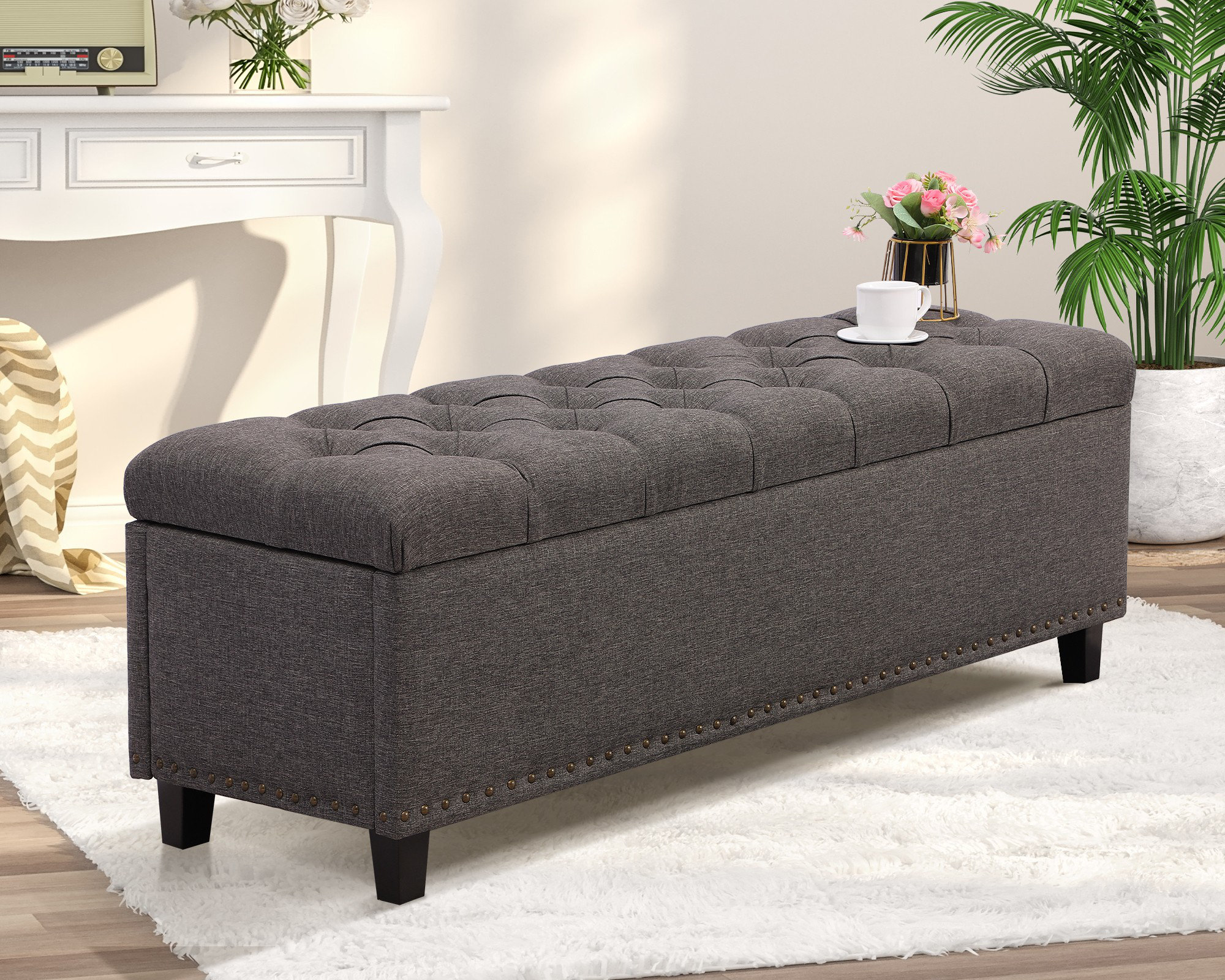 Ebern Designs 51" Ottoman Storage Benches, 30 Gallons of Bed Storage ...