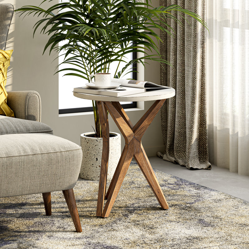 Millwood Pines Sevenoaks Farmhouse Crossed Legs Round End Table ...