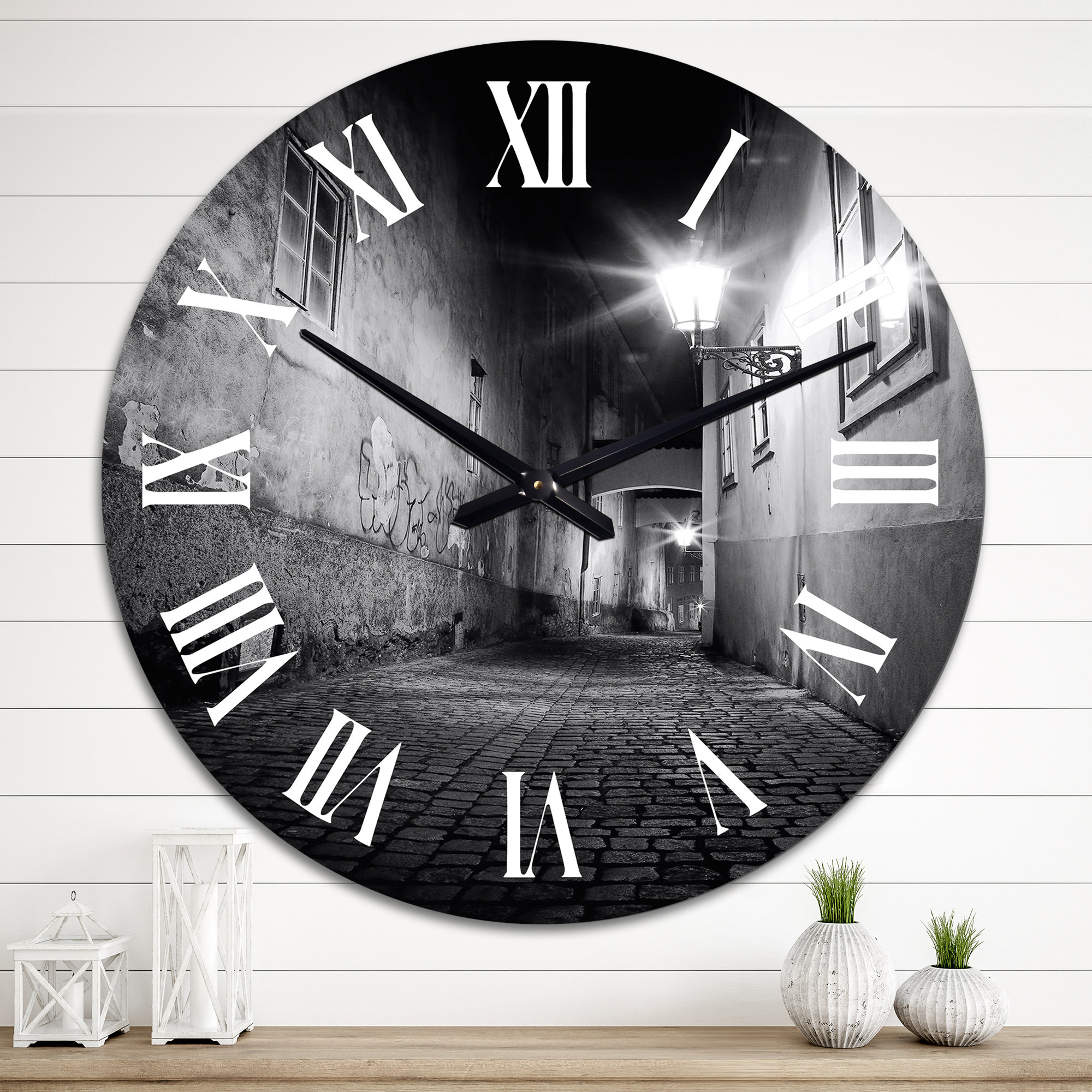 East Urban Home Mysterious Narrow City Alley - Colonial wall clock ...
