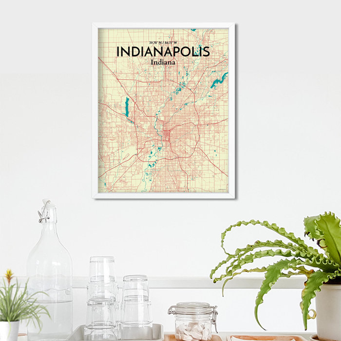 Wrought Studio 'Indianapolis City Map' Graphic Art Print Poster in ...