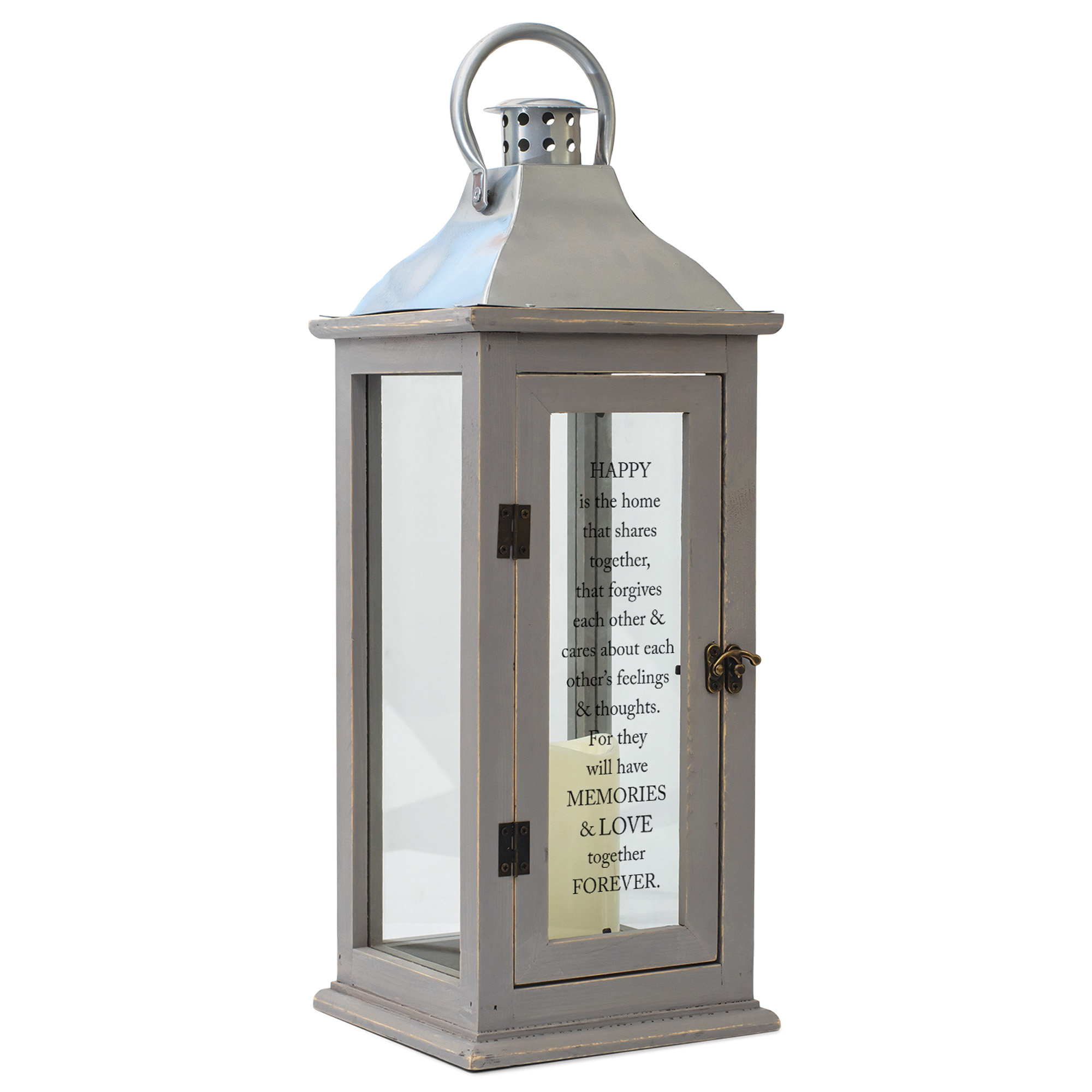 Gracie Oaks 17" Wood Tabletop Lantern with Candle Included | Wayfair