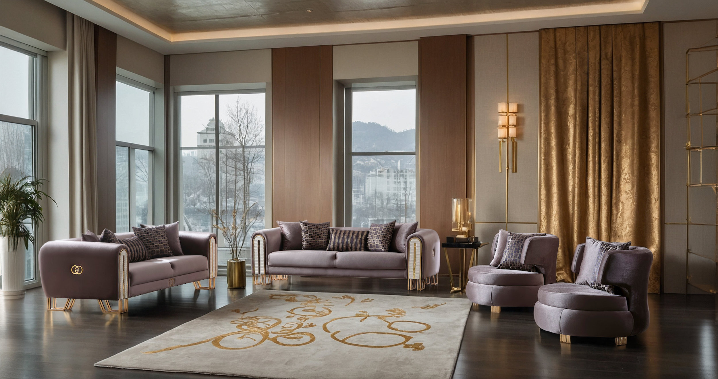 Luxury Velvet Living Room Set