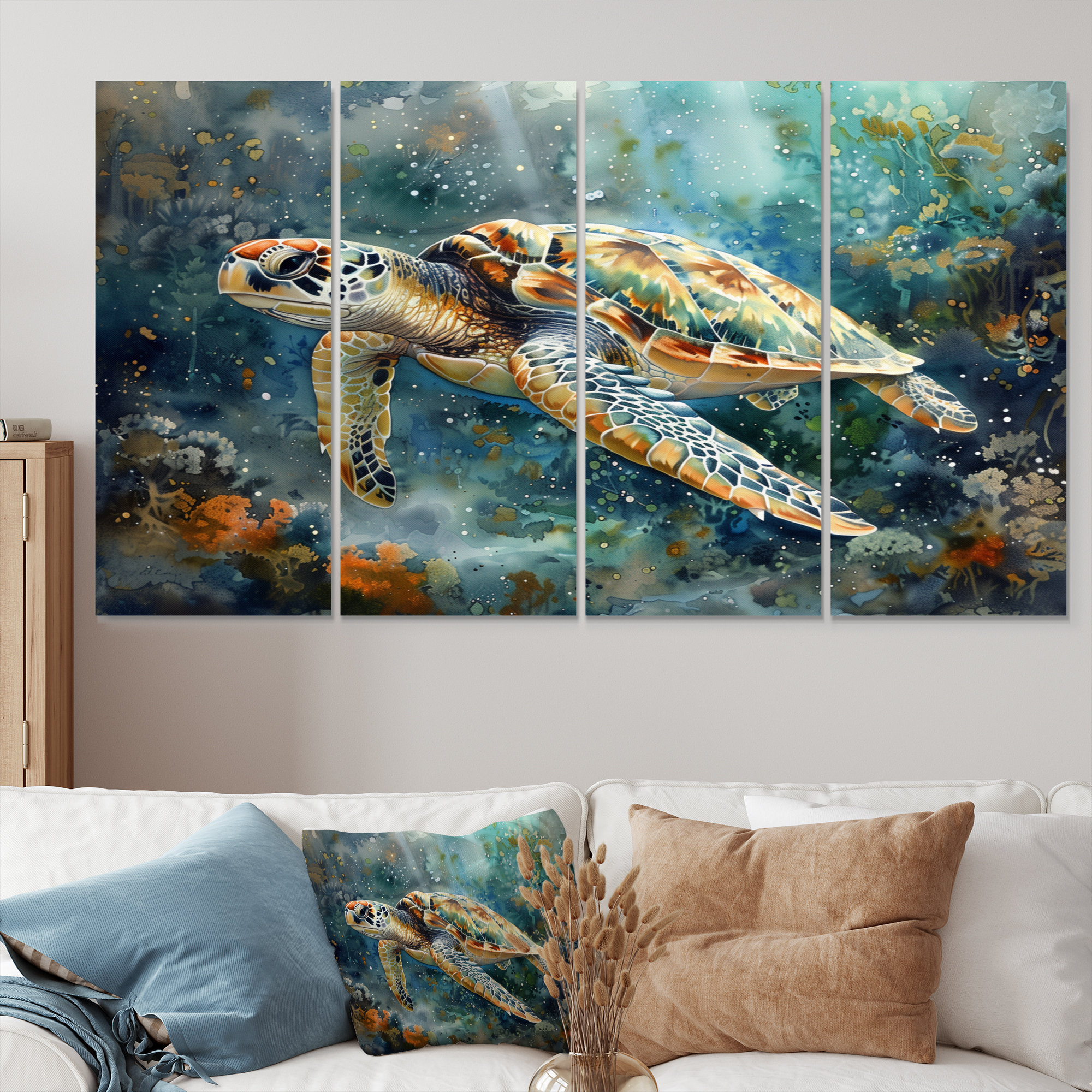 Bay Isle Home™ Sea Turtle Journey II - Sea Creatures Wall Art Living ...