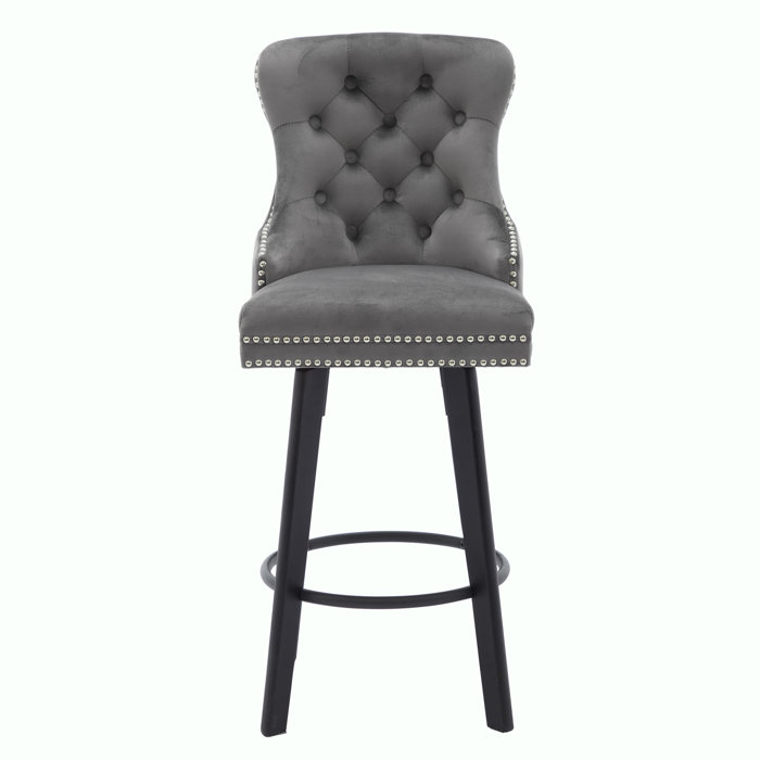 JBRHTWP8MQAPNM4E Tufted Bar Stools Rivet Trim Bar Stools Set of 2 | Wayfair
