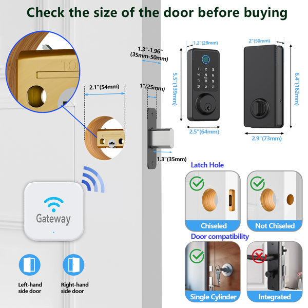 Secusly WIFI Smart Door Lock Electronic Lock with Gateway | Wayfair