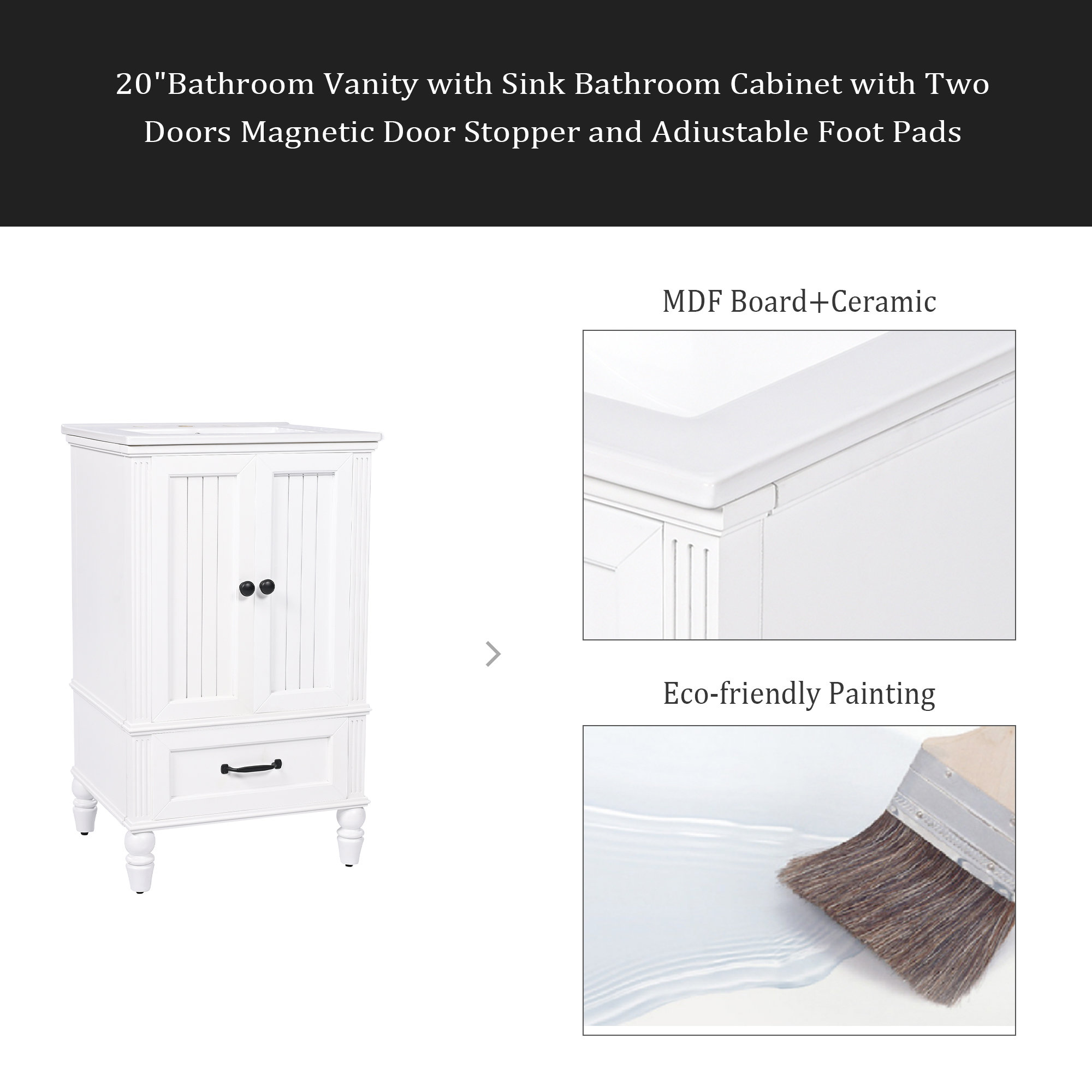 Charlton Home® 20" Bathroom Vanity With Sink, Bathroom Cabinet With Two ...