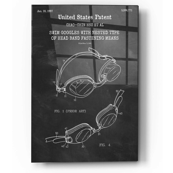 17 Stories " Swim Goggles Blueprint Patent Chalkboard " by Official US ...
