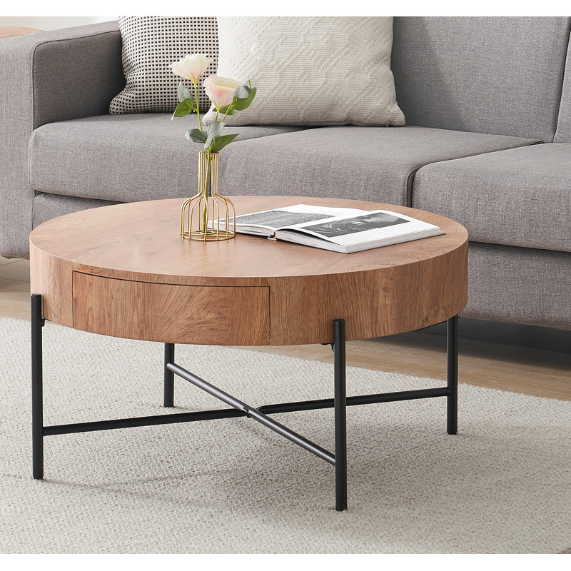 Millwood Pines Living Room Solid Wood Round Coffee Table With Two ...